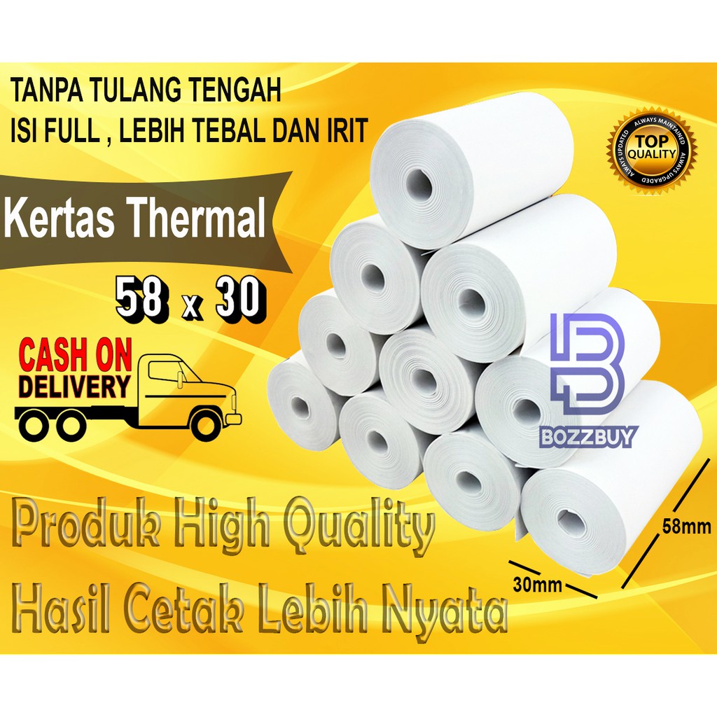 Jual SMARTCOM - Paket 10 Roll Kertas Printer Thermal 58mm x 30mm | Shopee Indonesia