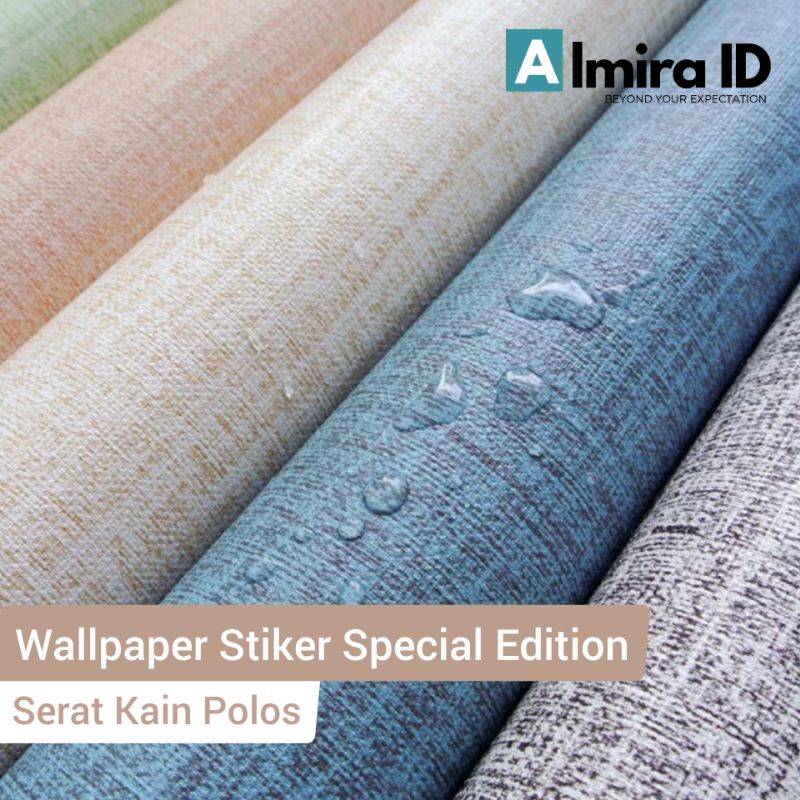 Jual [COD] Wallpaper Sticker Serat Kain Polos Stiker Dinding 9m x 45cm ...
