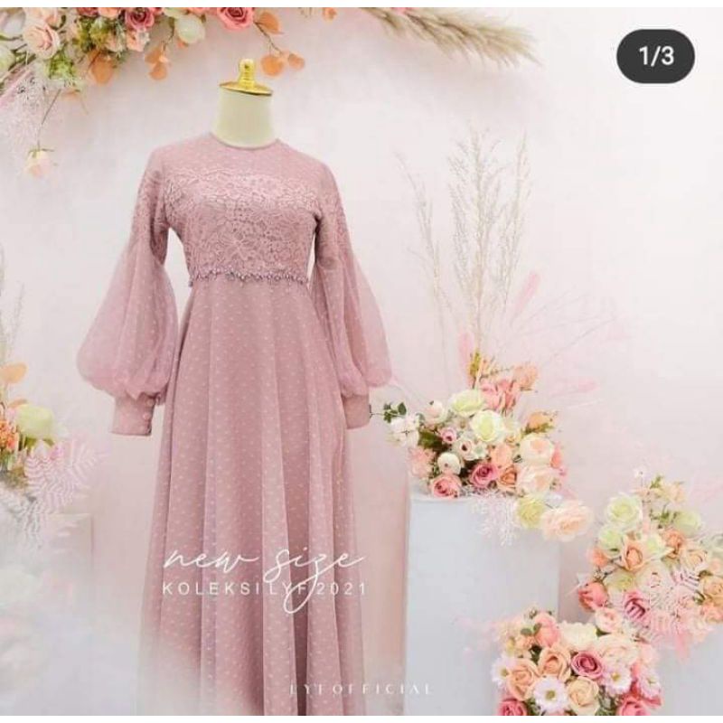 Jual gamis tile lengan balon xxl | Shopee Indonesia