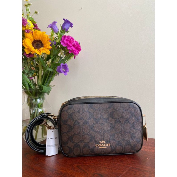 Jual Coach Jess Crossbody In Signature Canvas Brown Black | Shopee ...