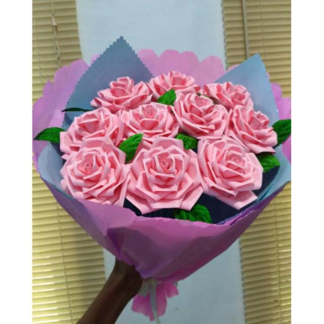 Jual Bouquet Rose Pink 10 Tangkai buket bunga kertas bucket bunga ...