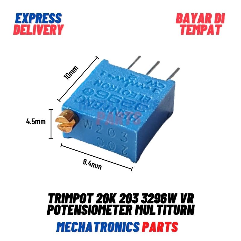 Jual TRIMPOT 20K 203 3296W VR POTENSIOMETER MULTITURN POTENTIOMETER ...