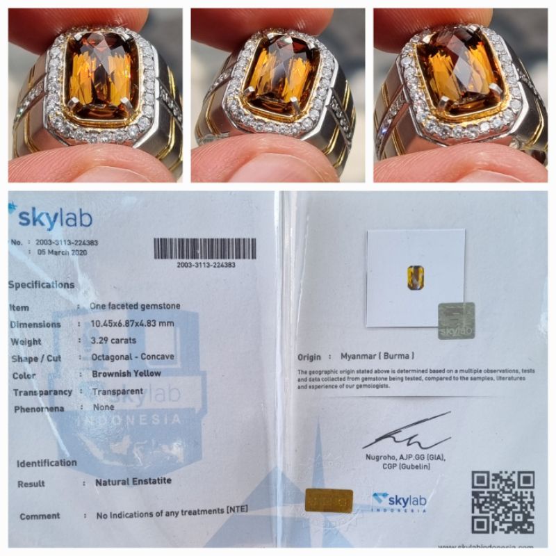 Jual Natural Rare Gemstone Enstatite Burma Myanmar Sertifikat 3.29 crt | Shopee Indonesia