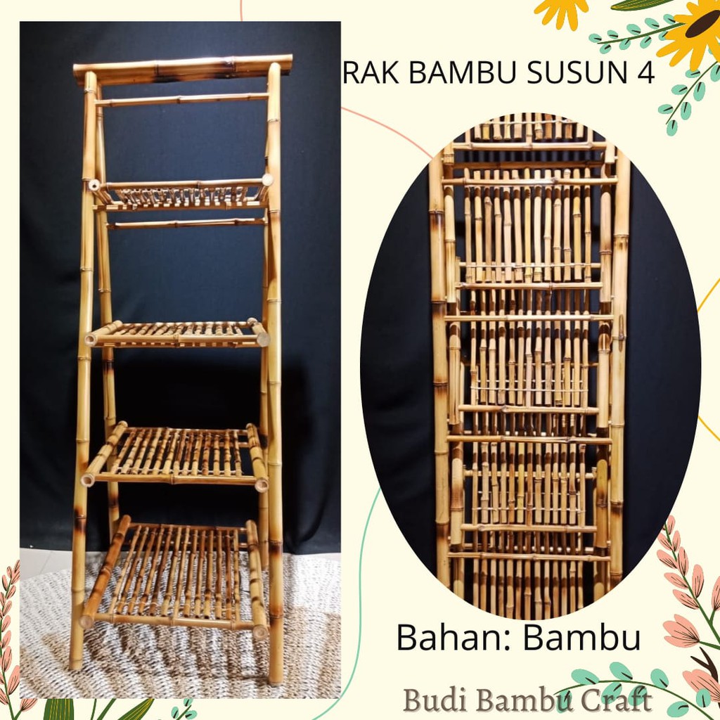 Jual Rak Bambu Minimalis 4 Step Bisa Dilipat | Shopee Indonesia
