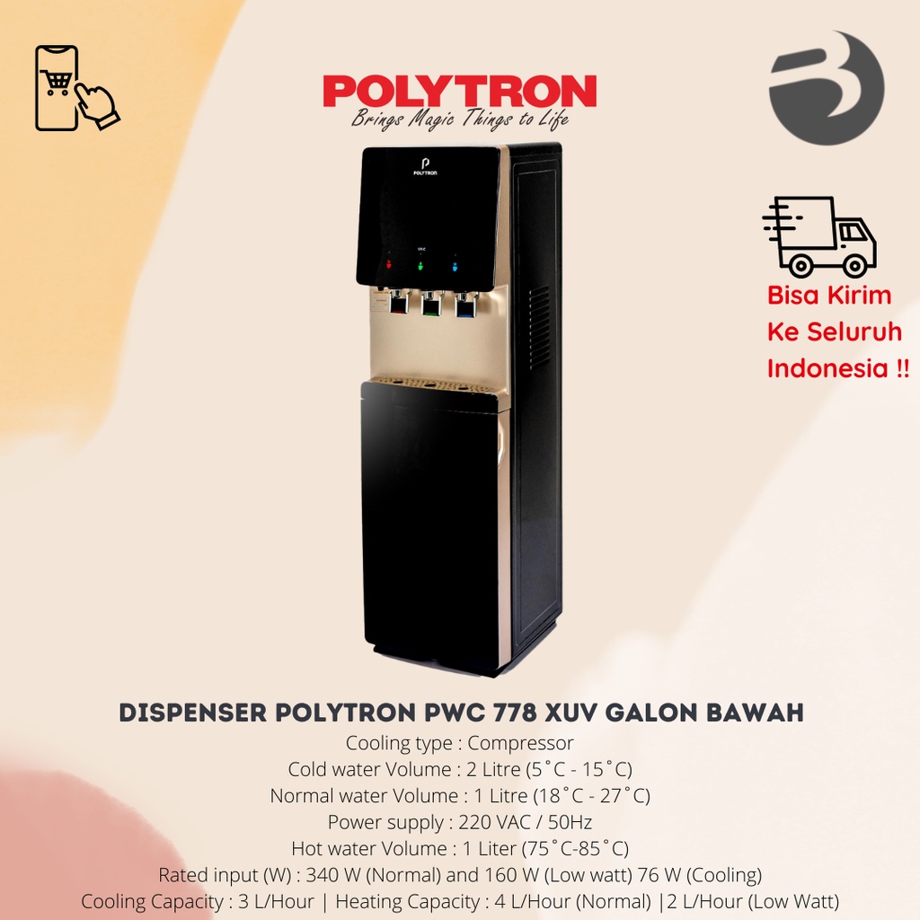 Jual DISPENSER POLYTRON PWC 778 XUV GALON BAWAH | Shopee Indonesia