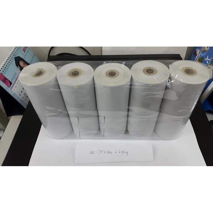 Jual KERTAS STRUK HVS 2PLY 75x60 PRINTER KASIR DOT MATRIX (PUTIH-KUNING ...