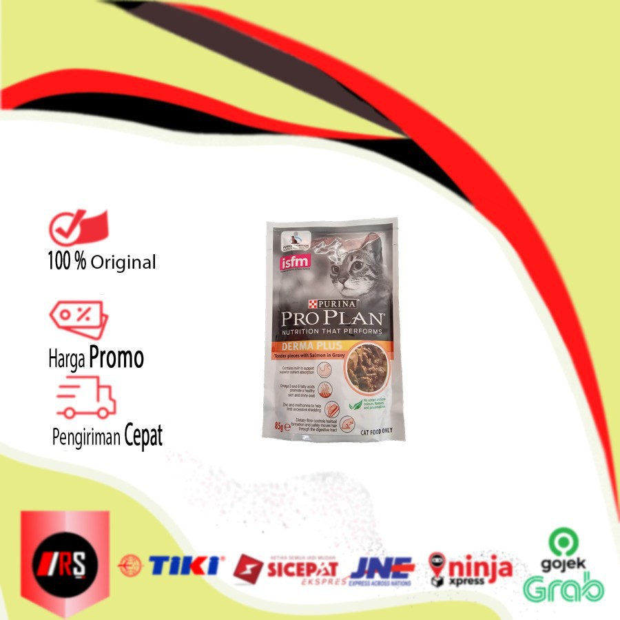 Jual Makanan Kucing Basah Pro Plan Derma Plus 85 Gram / Sachet / Pouch ...