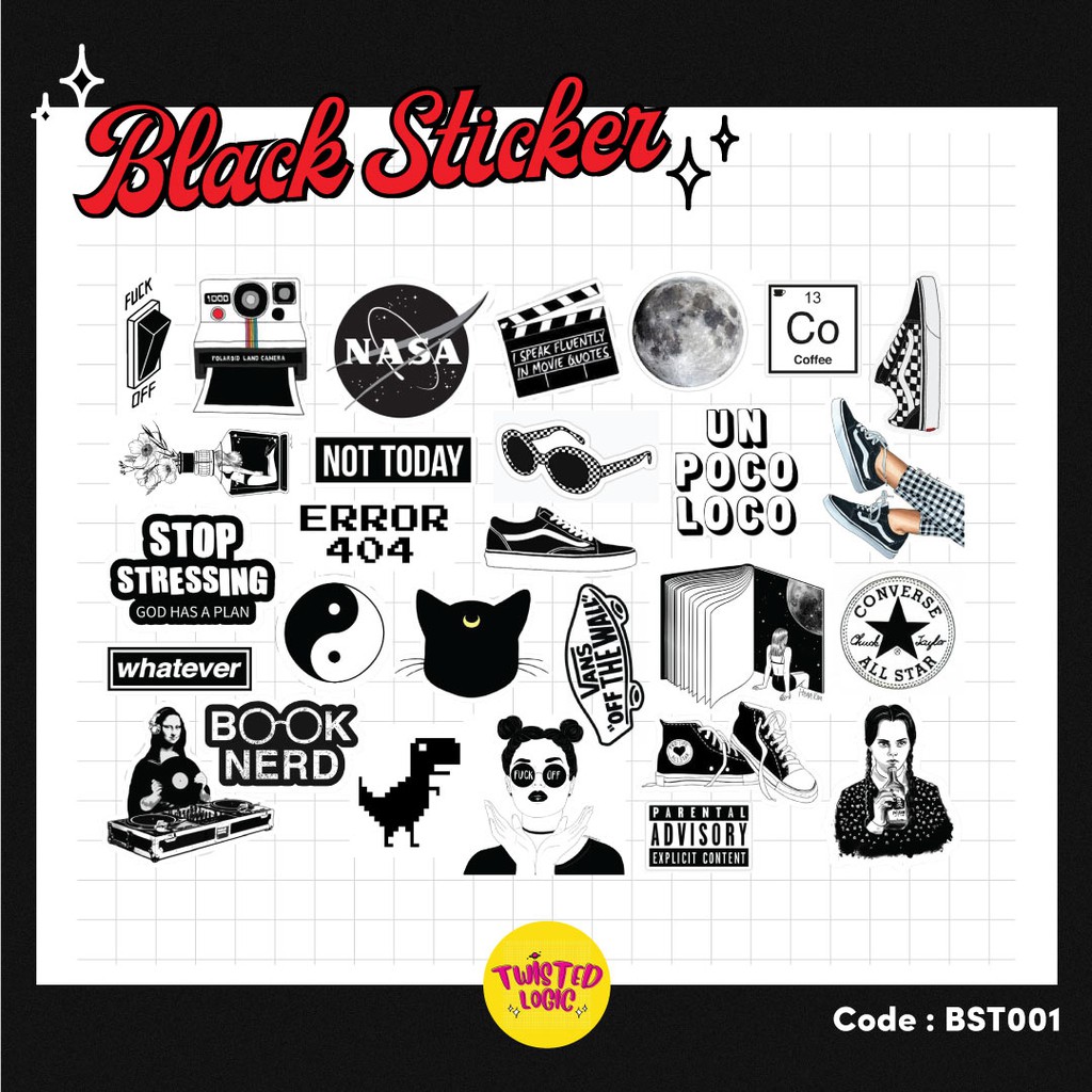 Jual Aesthetic Sticker Tumblr | Black Sticker | Shopee Indonesia