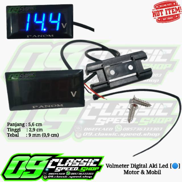 Jual Volmeter Aki Digital Led & 3 in 1(Suhu + Jam + Voltmeter) | Shopee ...