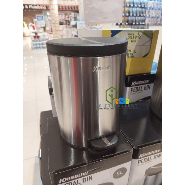 Jual TENPAT SAMPAH INJAK/PEDAL 5 LITER KRISBOW STAINLESS | Shopee Indonesia