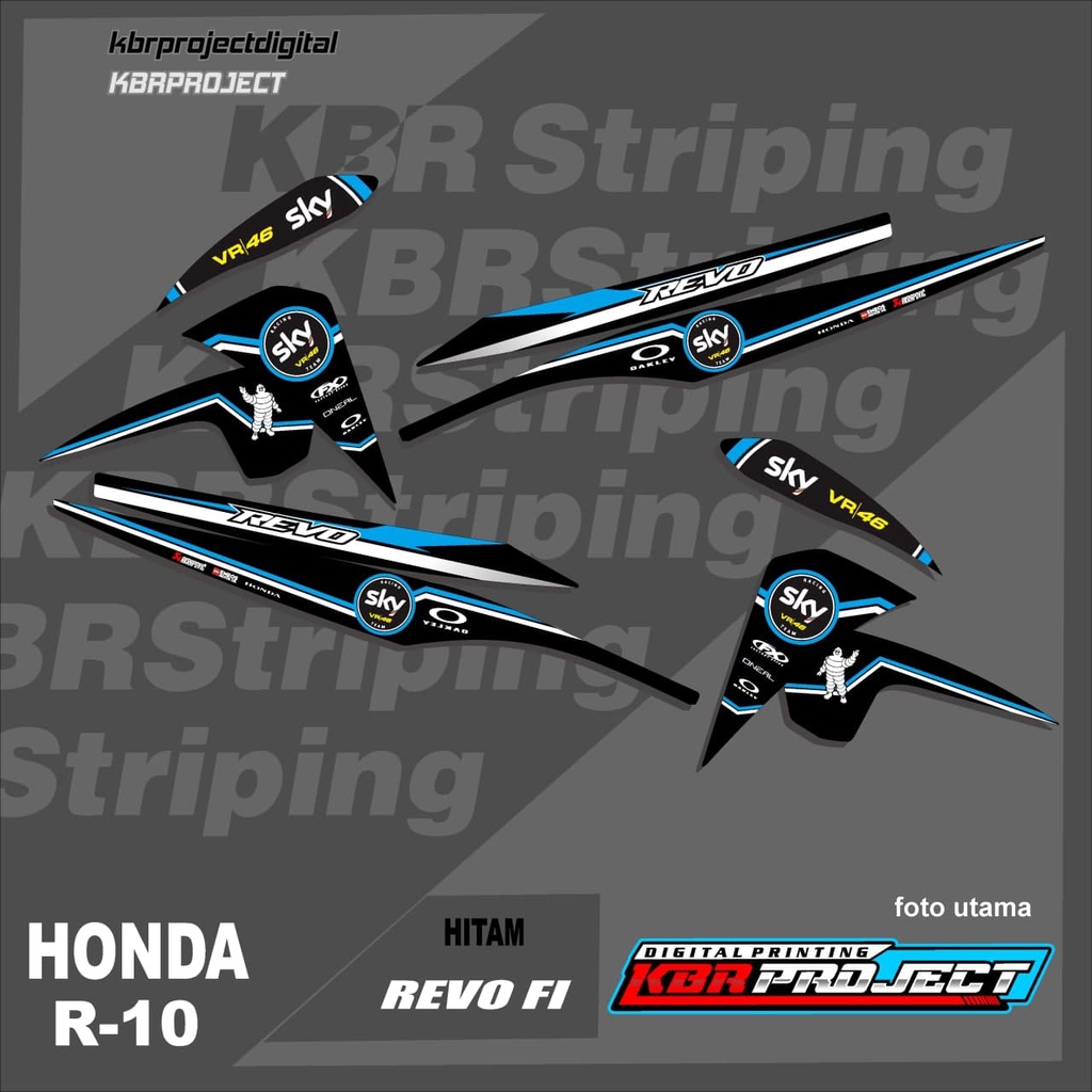 Jual REVO FI striping motor HONDA motor sticker variasi Racing R-10 ...