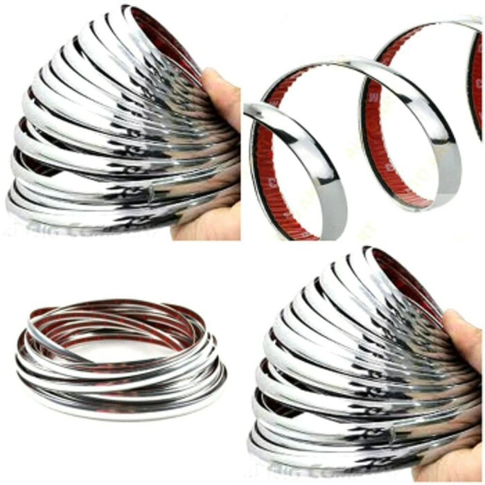 Jual V20D4054 List Chrome Moulding Jendela Pintu Mobil Silver Universal ...
