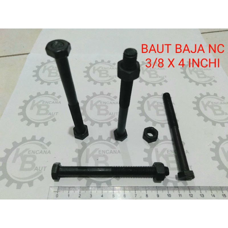 Jual BAUT BAJA UNC 3/8 X 4 / BAUT BAJA NC 3/8 X 4 PANJANG 10 CM | Shopee Indonesia