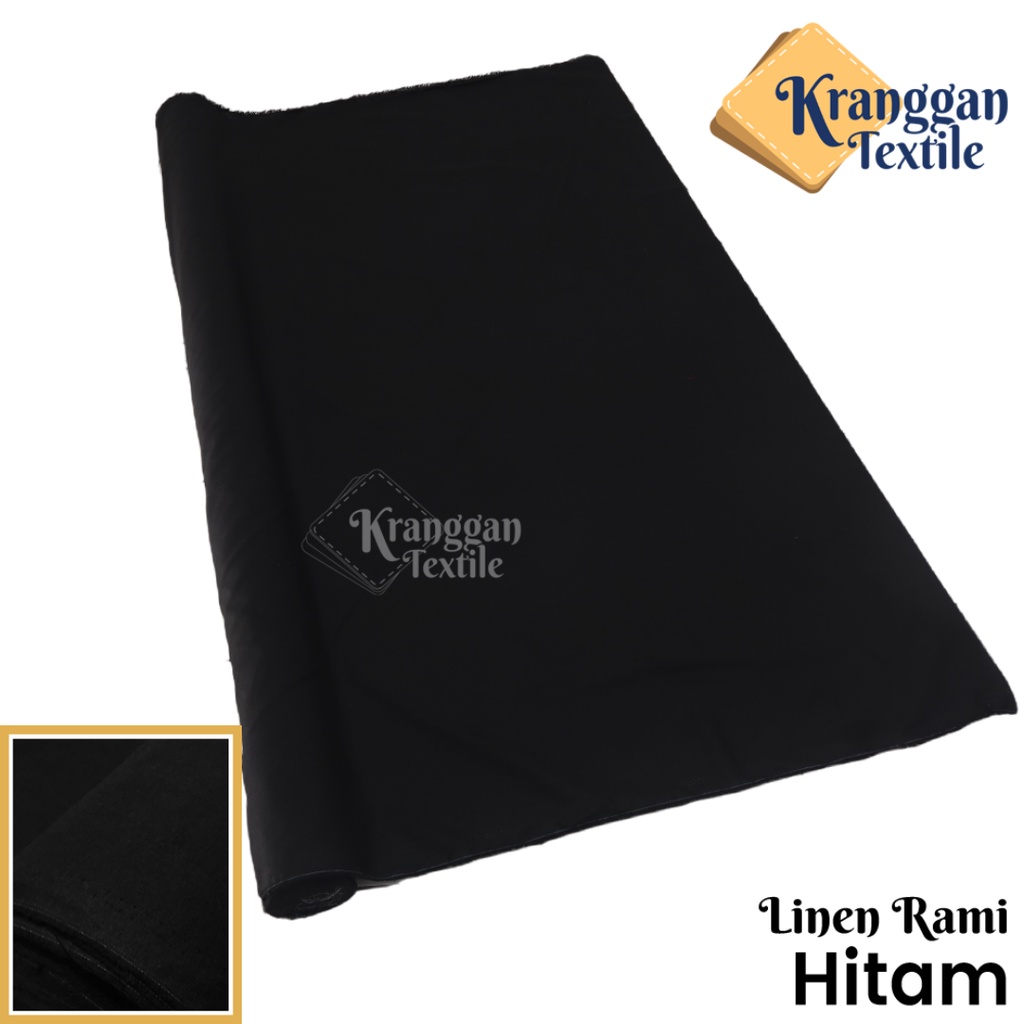 Jual KAIN LINEN RAMI POLOS PREMIUM LEBAR 150CM HITAM | Shopee Indonesia