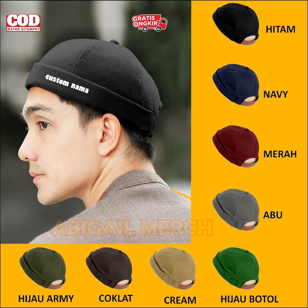 Jual TOPI MIKI HAT CUSTOM NAMA / TOPI PECI COSTUM NAMA / TOPI BRIMLESS ...
