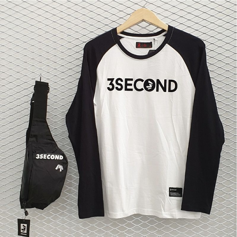 Jual Kaos 3second Original Simple Logo Flocking Long Sleve | Shopee Indonesia