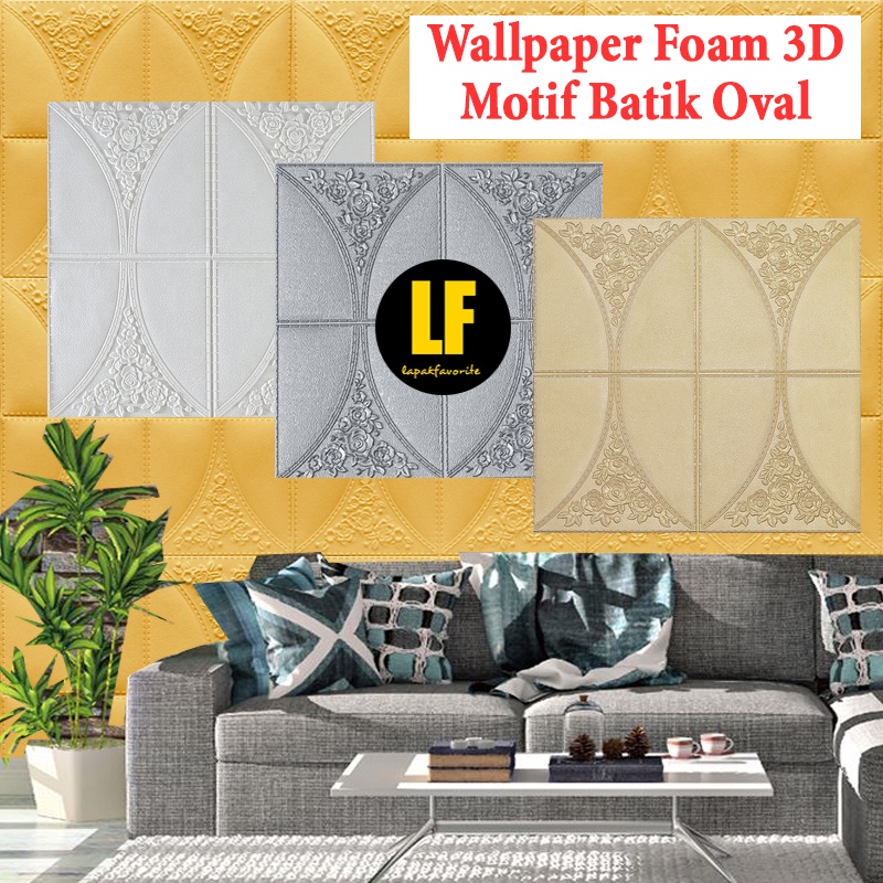 Jual AA Wall paper Foam 3D Bata Motif Batik Oval WallPaper Sticker ...
