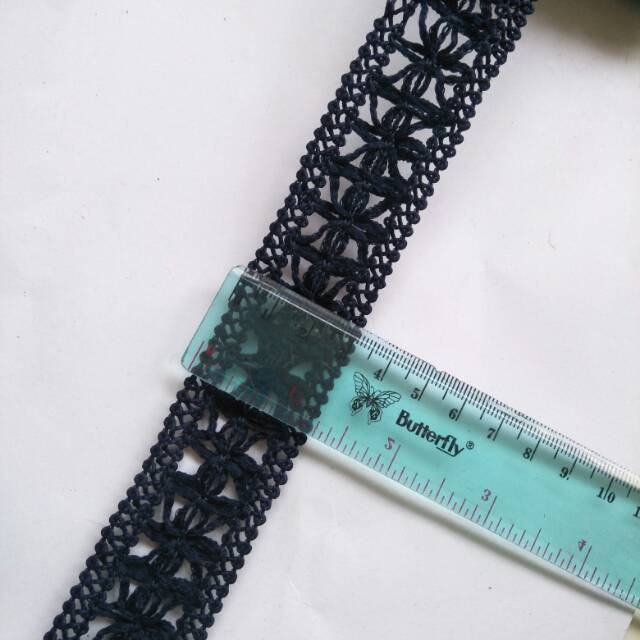 Jual PER METER RENDA POLY WARNA BIRU GELAP LEBAR 3CM | Shopee Indonesia
