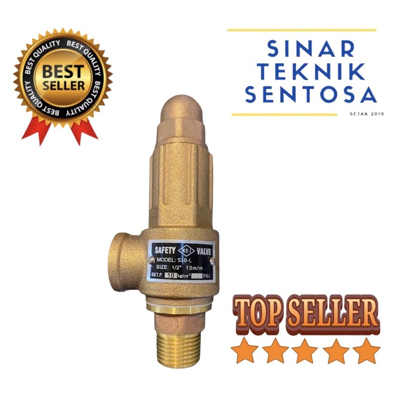 Jual Safety Valve KUNINGAN 3/4”inch 10 Bar KG/cm drat luar x dalam | Shopee Indonesia