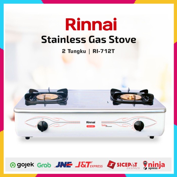 Jual Kompor Gas Rinnai RI 712T Gas Stove 2 Tungku RI712T Stainless ...