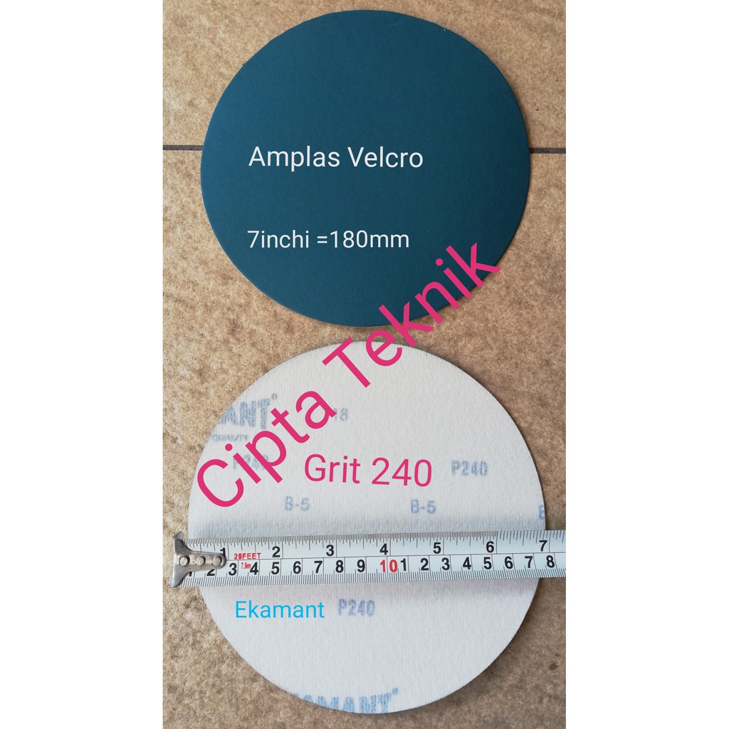 Jual Amplas Velcro Bulat 7 Inchi Grit 240 Ekamant Biru Velcro Disc ...