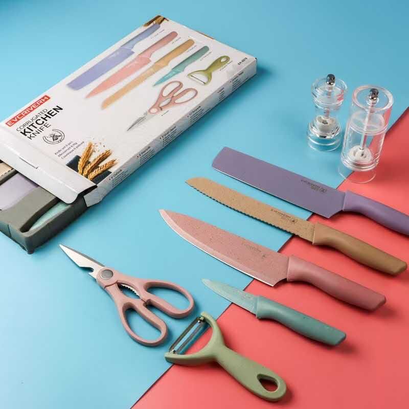 Jual pisau set jerami / Pisau set 6 in 1 warna warni [PISAU JERAMI NON ...