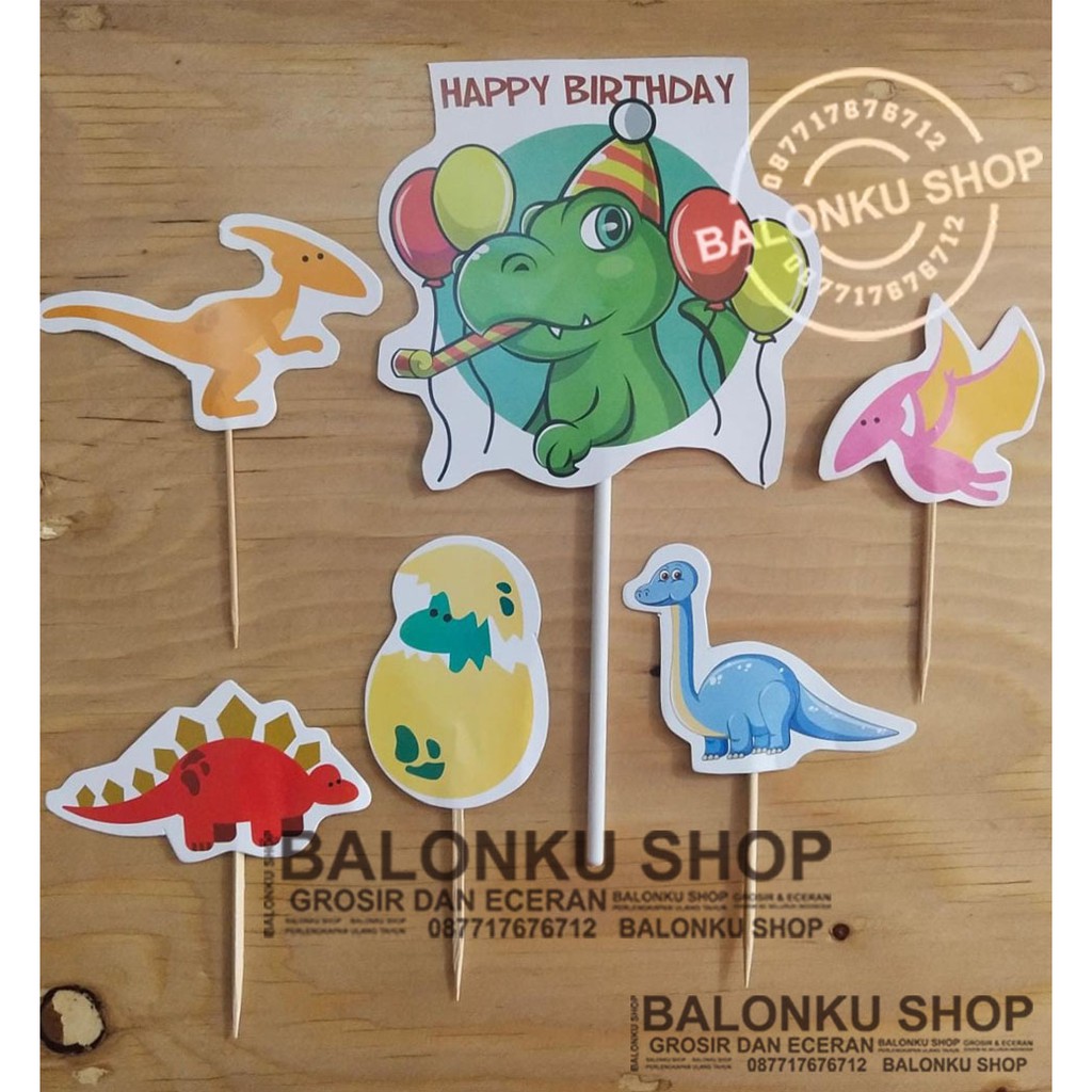 Jual Cake Topper Happy Birthday / Cake Topper Dinosaurus / Hiasan Kue ...