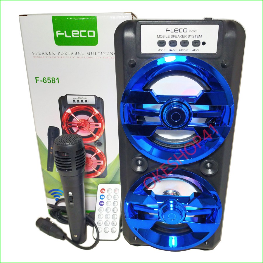 Jual Cod Speaker Bluetooth Karaoke Fleco F 6581 Bonus Mic Karaoke X