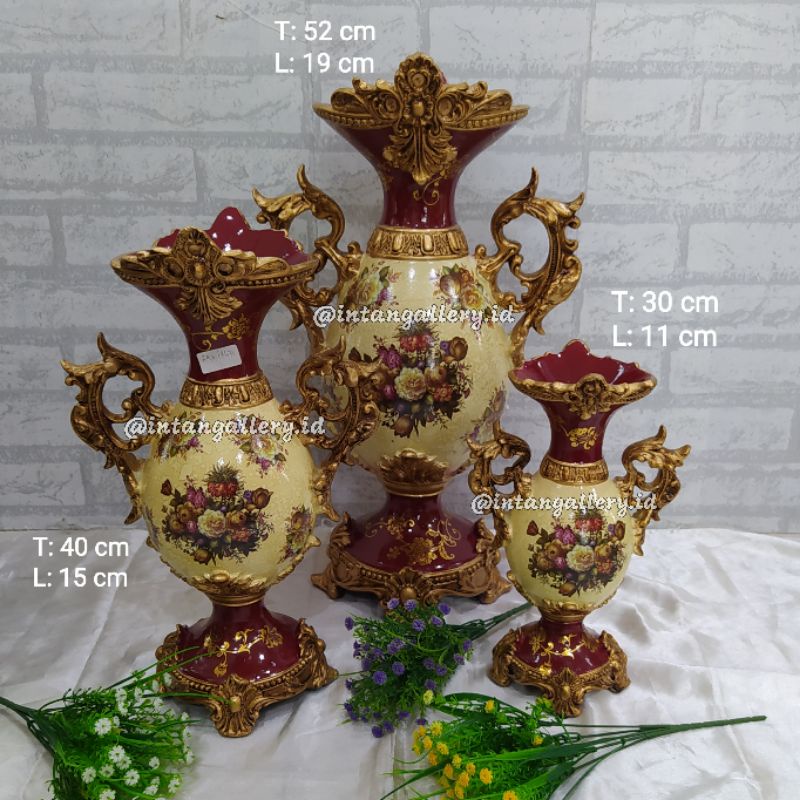 Jual Vas Design Classic Red Antik Set 3 | Shopee Indonesia
