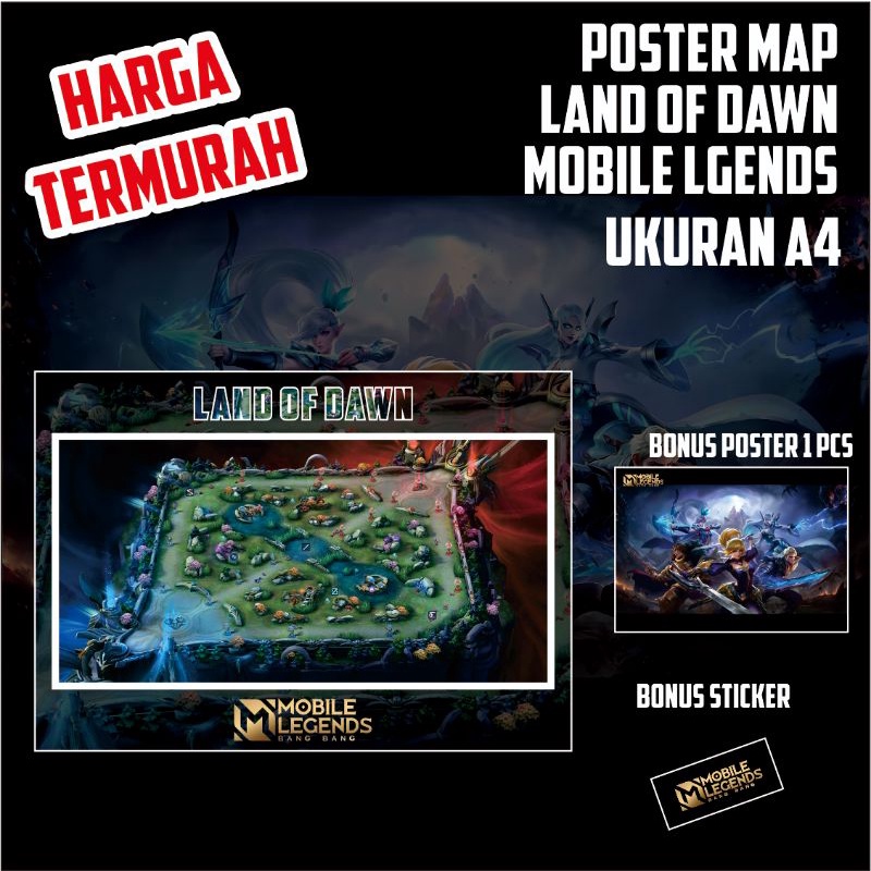 Jual BELI 1 GRATIS 1 PCS POSTER MAP PETA LAND OF DAWN MOBILE LEGENDS ...