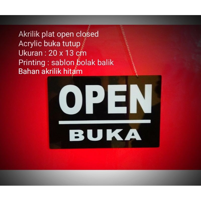 Jual Akrilik plat open closed / acrylic buka tutup | Shopee Indonesia