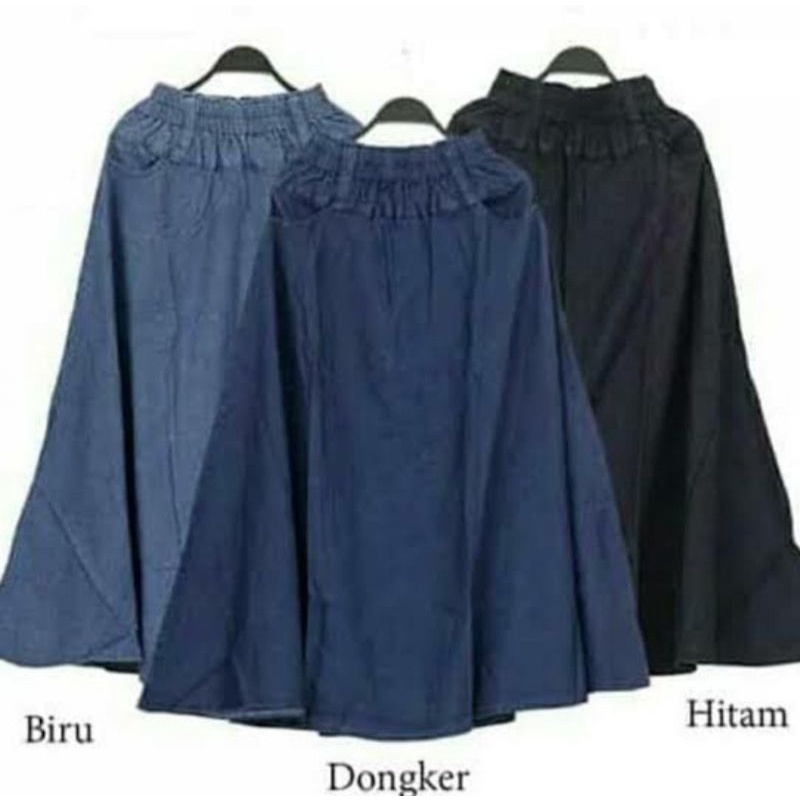 Jual ROK JEANS WANITA PAYUNG rok levis panjang wanita rok mekar payung ...