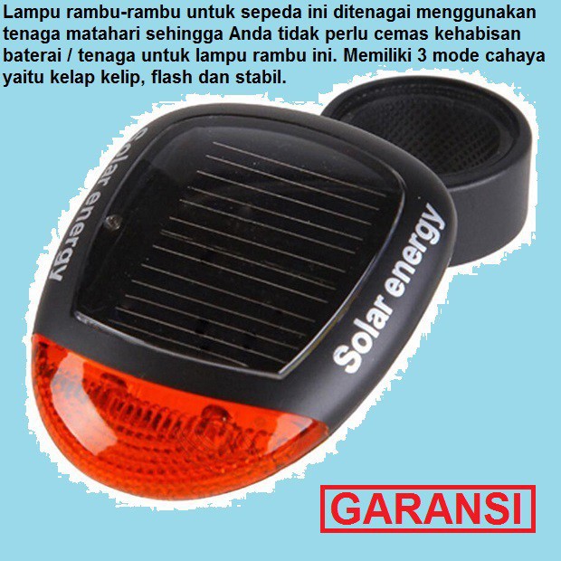 Jual LAMPU SEPEDA TENAGA MATAHARI-Solar Bicyle Taillight Warning Light ...