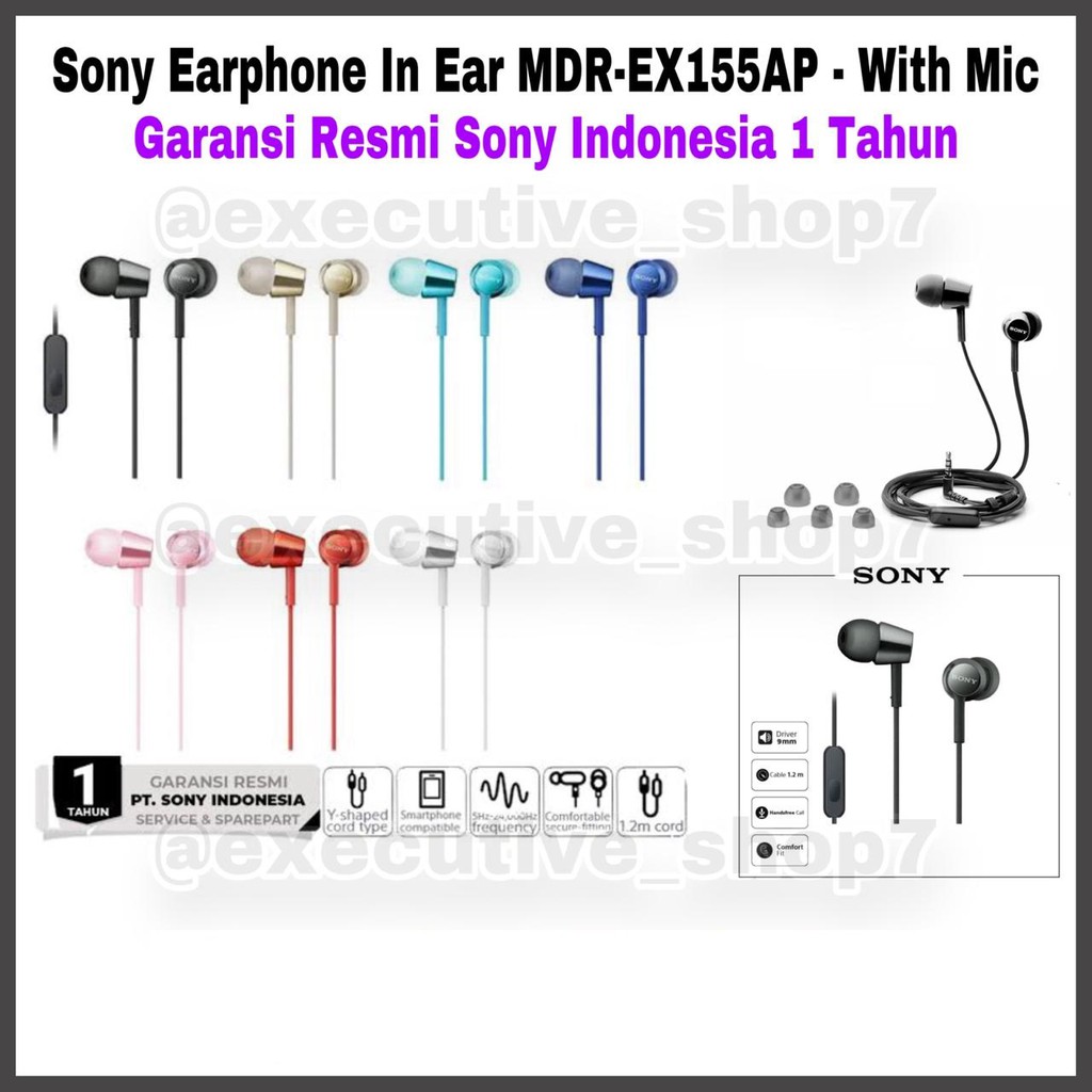 Jual Sony Earphone In Ear MDR-EX155AP - MDR EX155AP - MDREX155AP - With ...