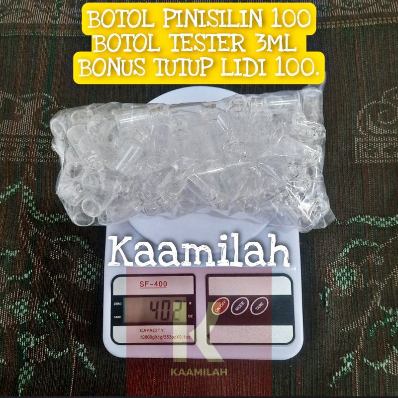 Jual Botol Tester Pinisilin Kosong Isi 100 Pcs 3ML Bonus Tutup Lidi ...