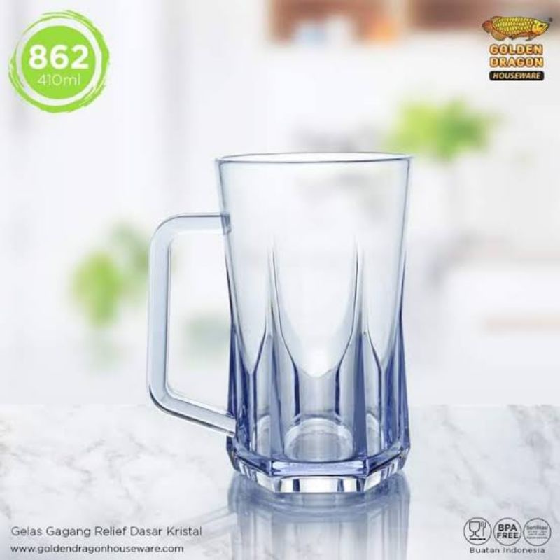 Jual Gelas Plastik Gagang Persegi Relief GOLDEN DRAGON 862 - 410mL | Shopee Indonesia