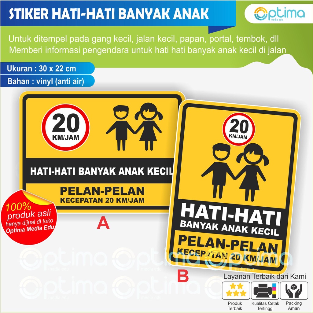 Jual STIKER PERINGATAN - HATI-HATI BANYAK ANAK-ANAK , PELAN-PELAN ...