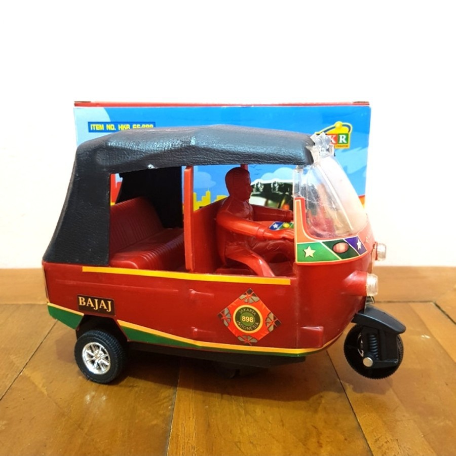 Jual Mainan BAJAJ jalan nyalah n suara BUMP & GO Miniatur Bajaj merah ...