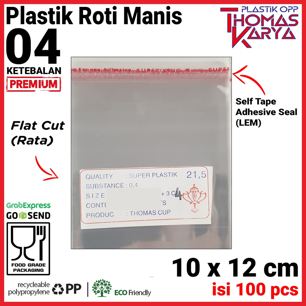 Jual Plastik OPP Roti 10x12 TEBAL Isi 100 Kantong Bening Kemasan Bakery ...