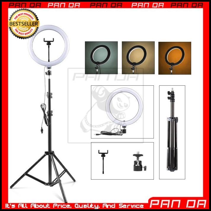 Jual Paket Lampu Stand Foto Led Ring Light 26Cm + Tripod 2 Meter Holder ...
