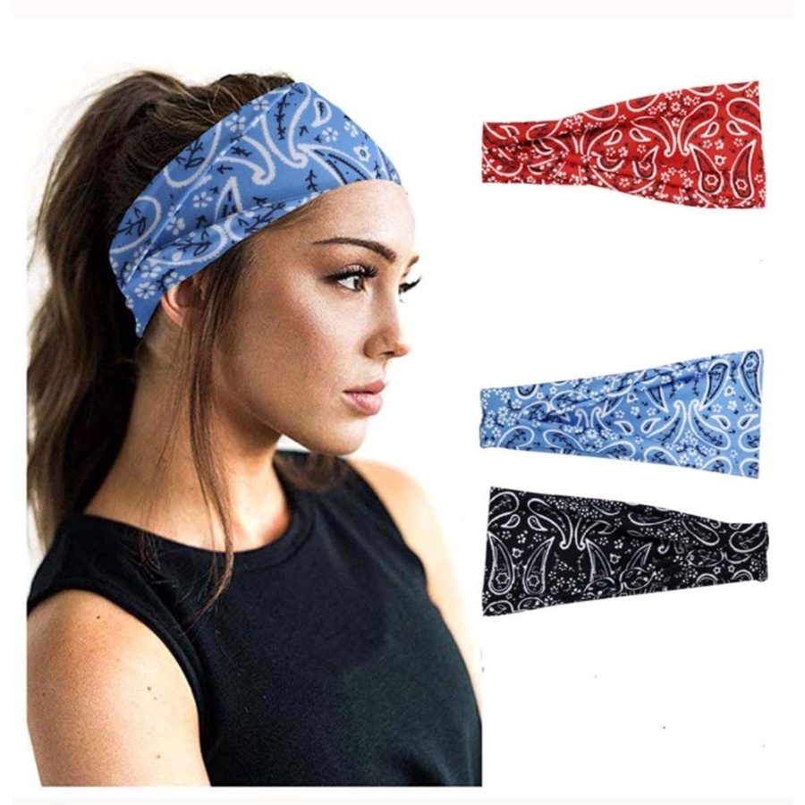 Jual C136 Headband Sport Bandana Olahraga Gym Yoga Run Katun Keringat ...