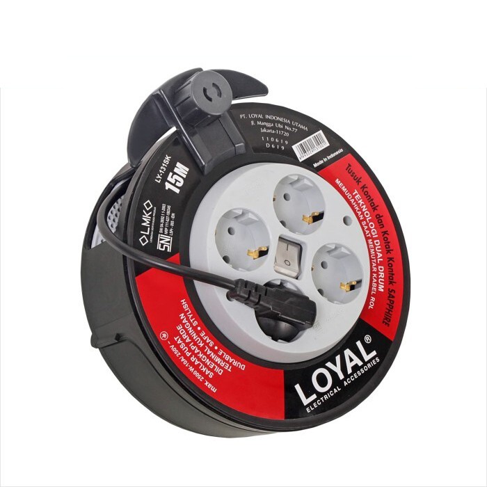 Jual Kabel Rol / Kabel Roll Premium Dual Drum 15 Meter + Saklar On OFF ...