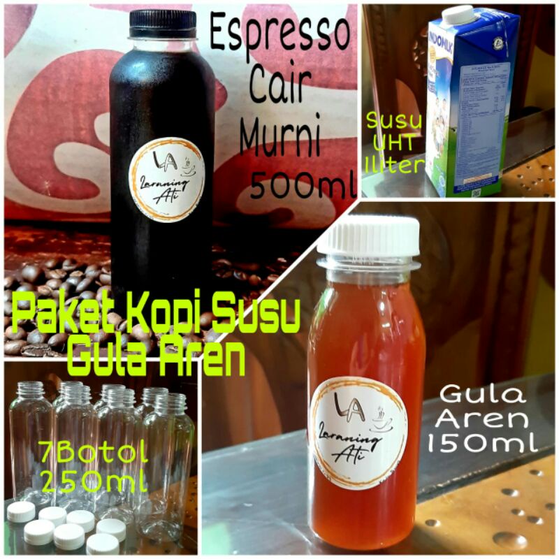 Jual PAKET LENGKAP KOPI SUSU GULA AREN: ESPRESSO 500ML+GULA AREN150ML+SUSU UHT1L+7BOTOL 250ML ...