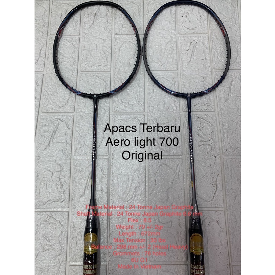 Jual Raket Badminton APACS AERO LIGHT 700 grip 6U G1 original | Shopee ...