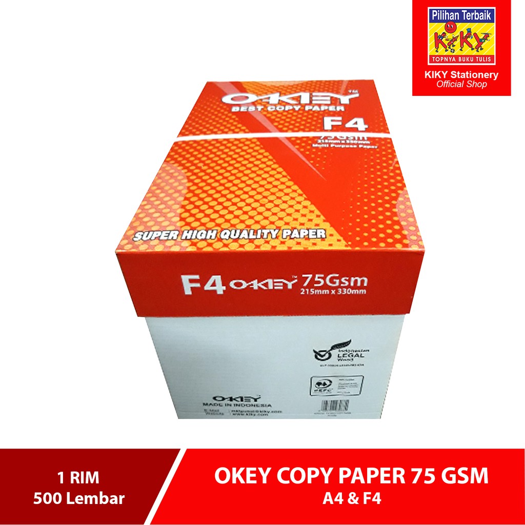 Jual OKEY A4 & F4 Copy Paper 75 GSM - 1 Rim 500 Lembar | Shopee Indonesia