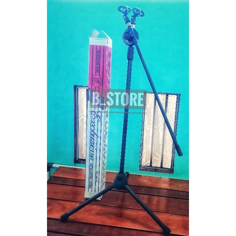 Jual Stand mic besi panjang exclusive dengan 2 holder mic | Shopee ...