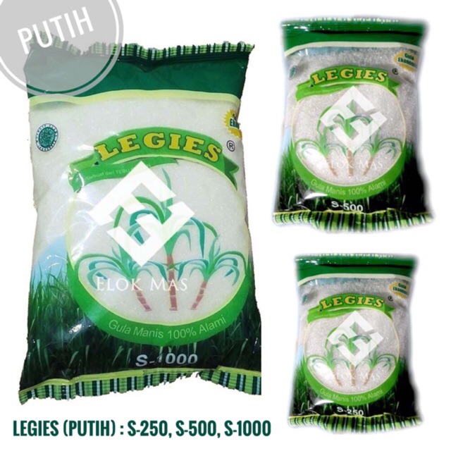 Jual Gula Pasir PUTIH merk LEGIES Ecer Kemasan BUNGKUS S-250 / S-500 ...