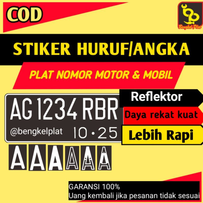 Jual Stiker Cutting Sticker Plat Nomor Nomer Kendaraan Bermotor Motor ...