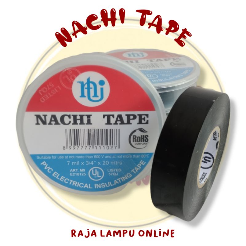 Jual ISOLASI NACHI TAPE / ISOLASI HITAM / ISOLASI LISTRIK | Shopee ...