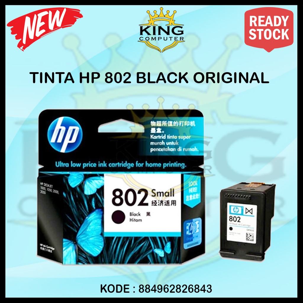 Jual TINTA CARTRIDGE HP 802 BLACK ORIGINAL | Shopee Indonesia